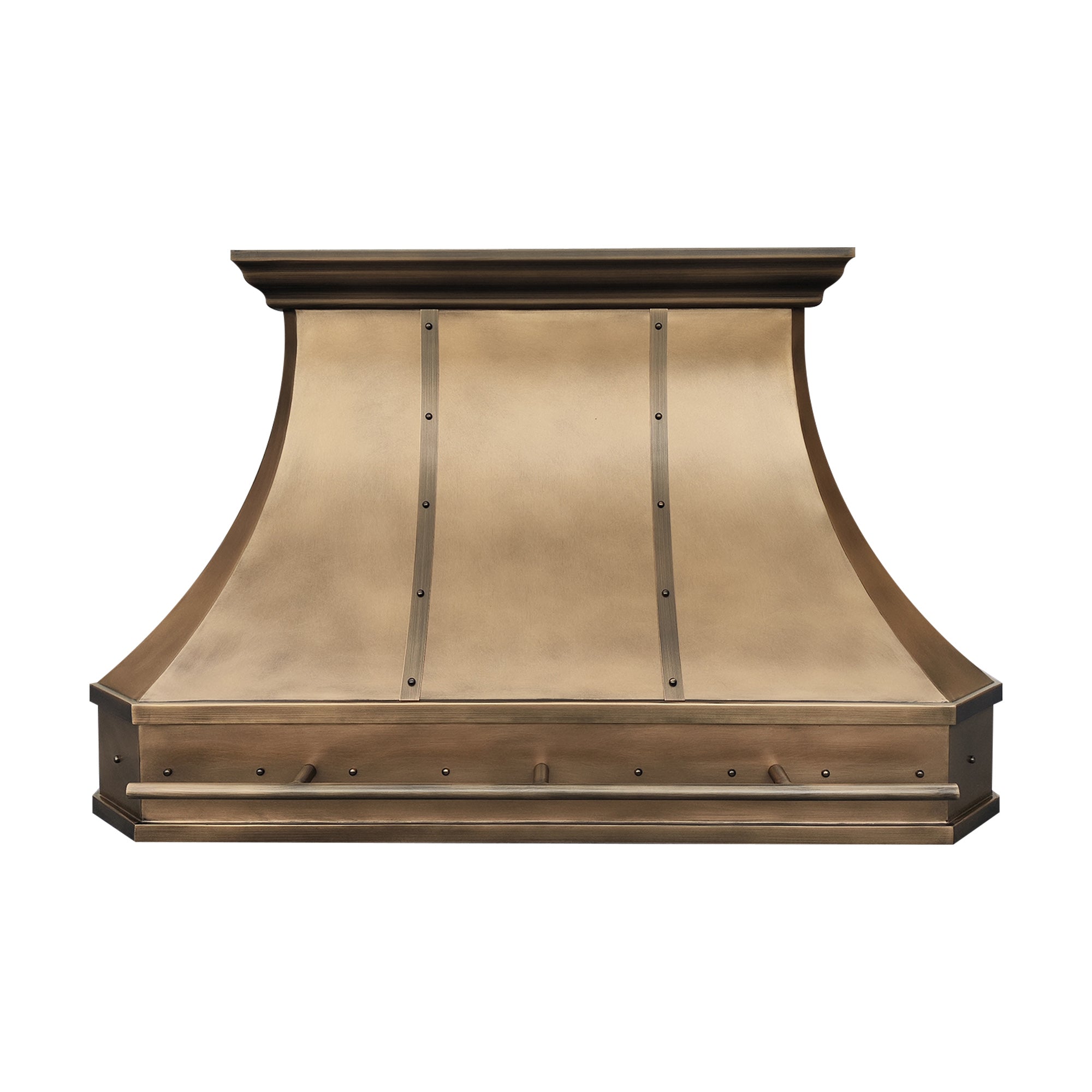 SINDA Custom Kitchen Aged Brass Range Hood BRH3-C-2TR-BP