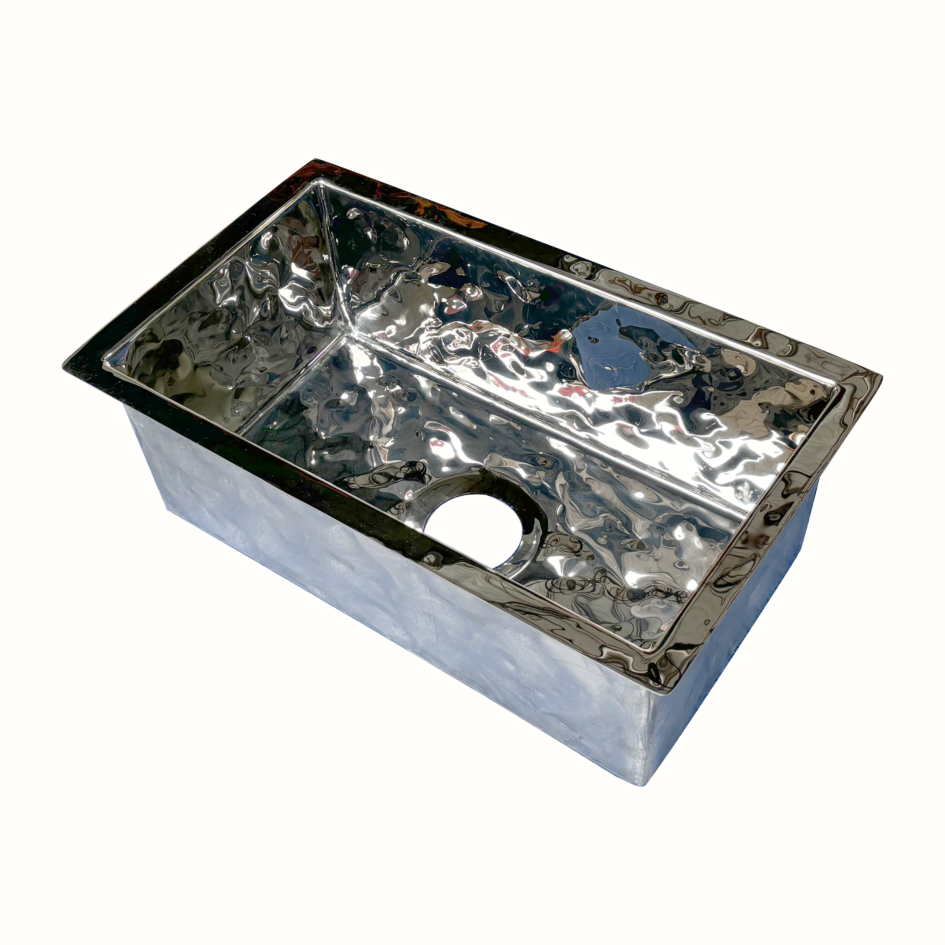 SINDA Single Bowl Water Ripple Hammered Undermount Stainless Steel Sin