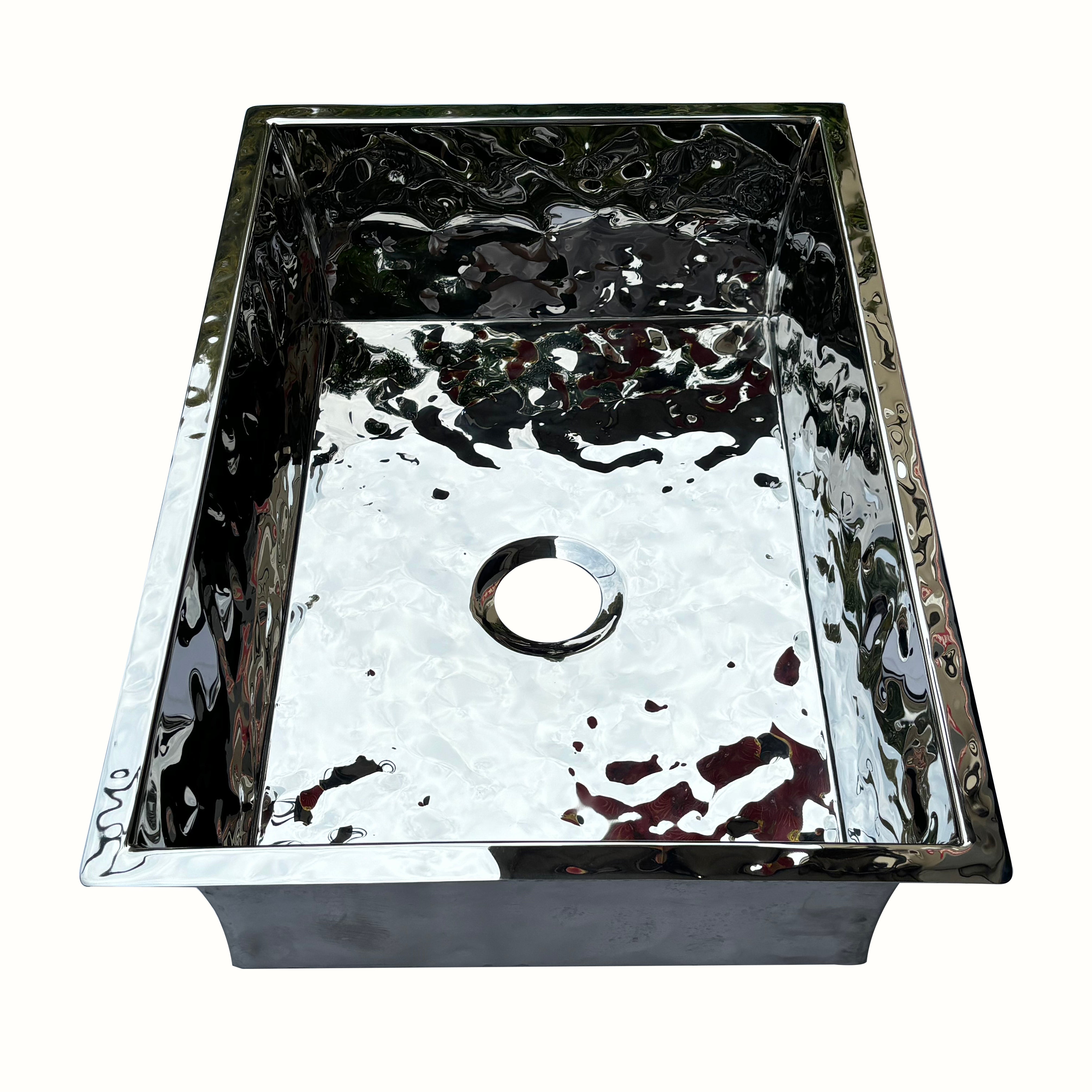 SINDA Single Bowl Water Ripple Hammered Undermount Stainless Steel Sin