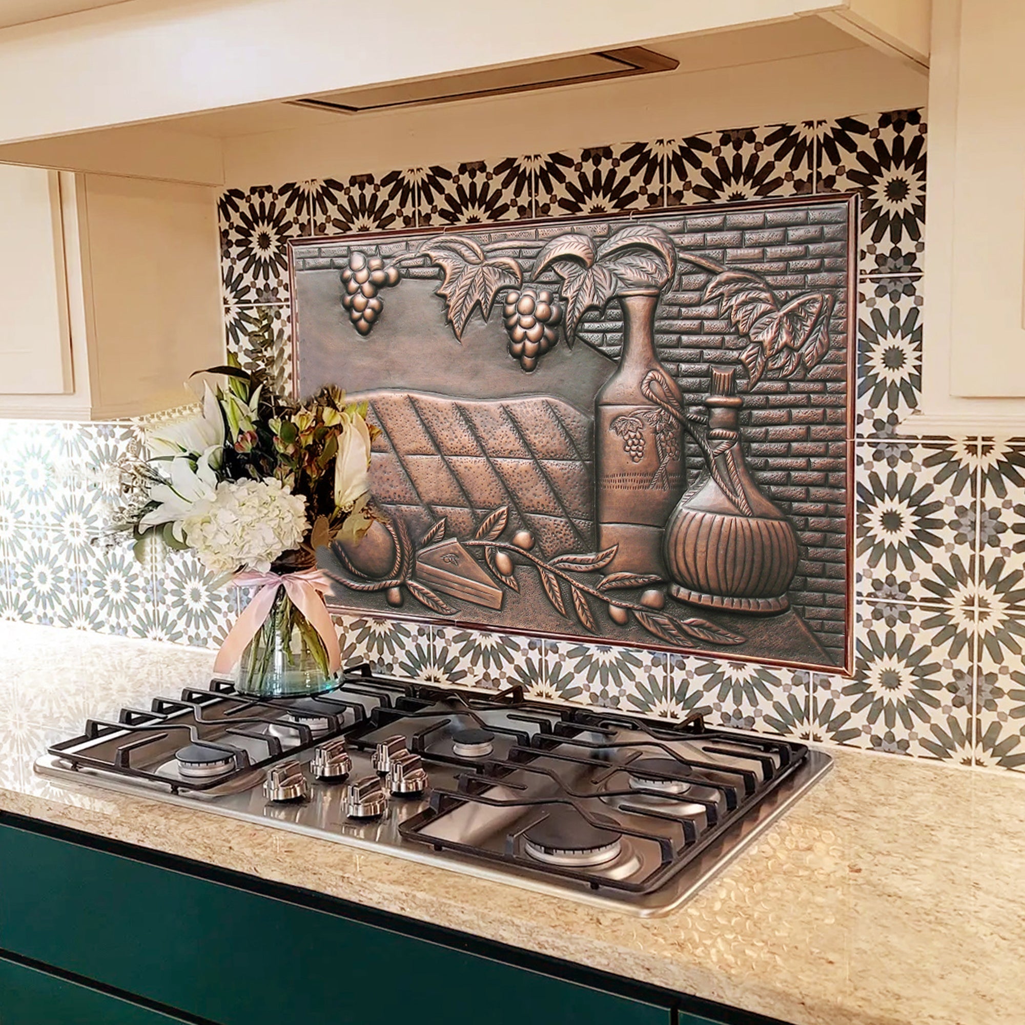 Copper Metal Backsplash Rustic Tree Branches Copper Backsplash