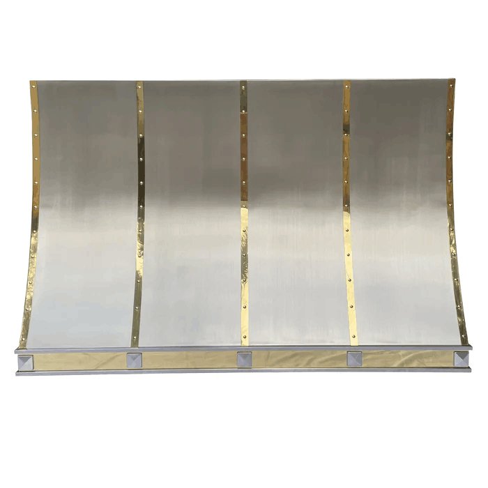 Luxury Brushed Stainless Steel Range Hood with Polished Brass Accents ...